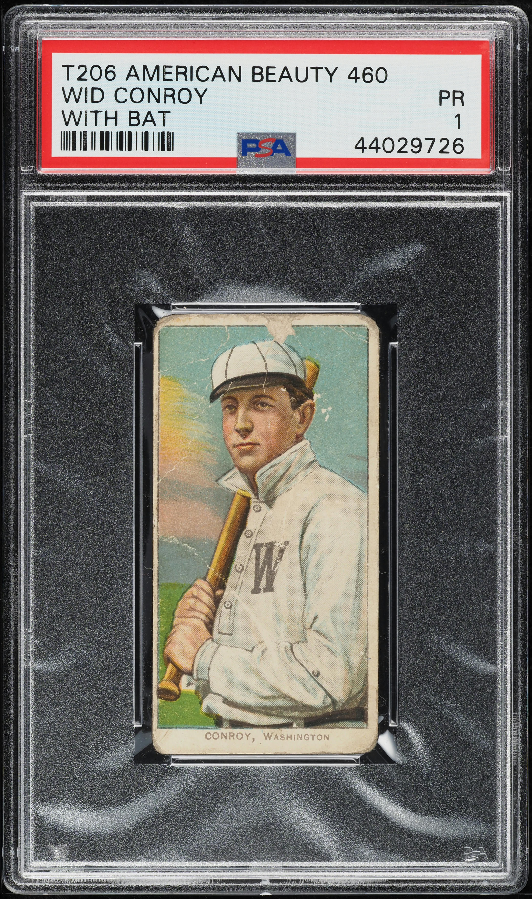 1909-11 T206 Wid Conroy WITH BAT, AMERICAN BEAUTY 460/42 PSA 1 PR on ...