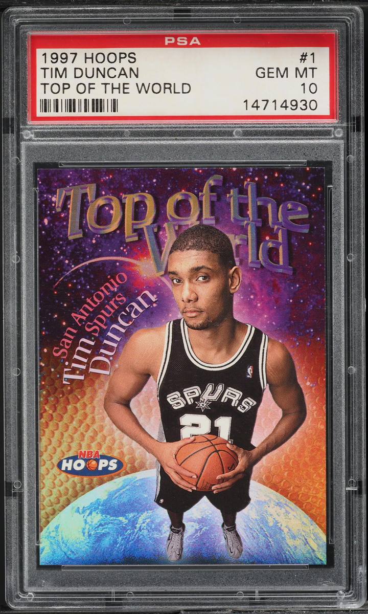 1997 Hoops Top Of The World Tim Duncan ROOKIE #1 PSA 10 GEM MINT on ...