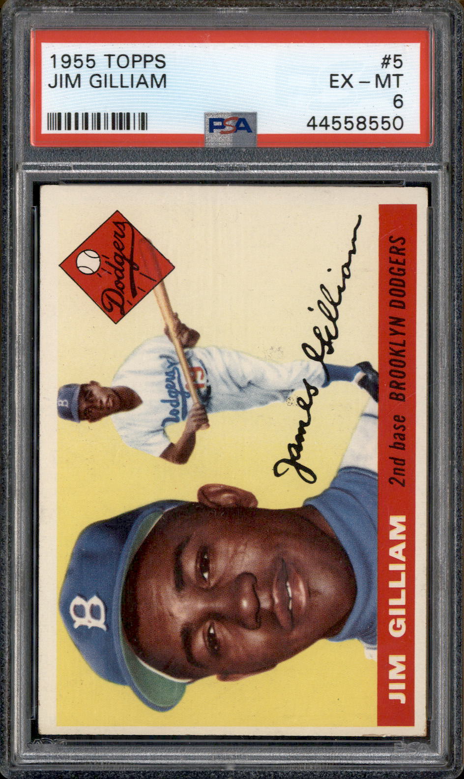 1955 Topps #5 Jim Gilliam PSA 6 on Fanatics Collect