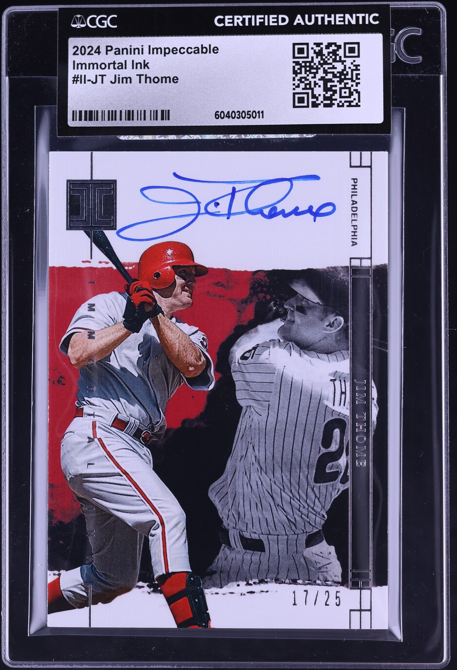 2024 Panini Impeccable Immortal Ink Jim Thome AUTO /25 #II-JT CGC AUTH ...