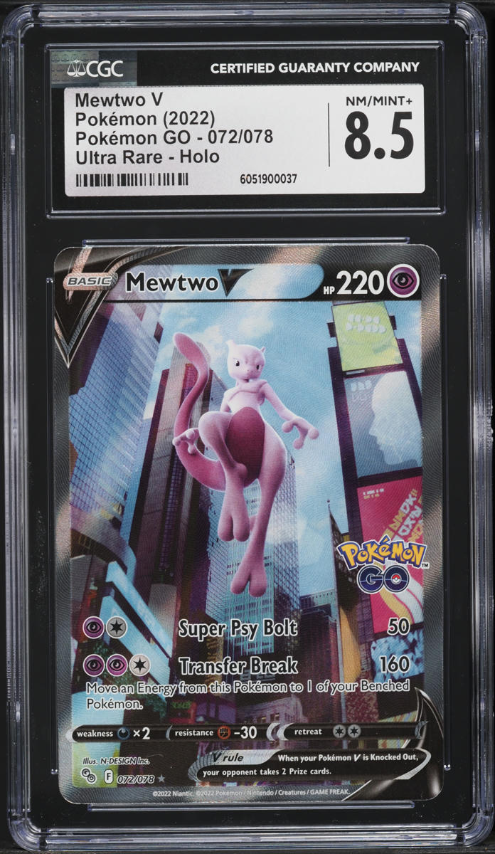 2022 Pokemon Sword & Shield Pokemon GO Full Art Mewtwo V #72 CGC 8.5 NM ...