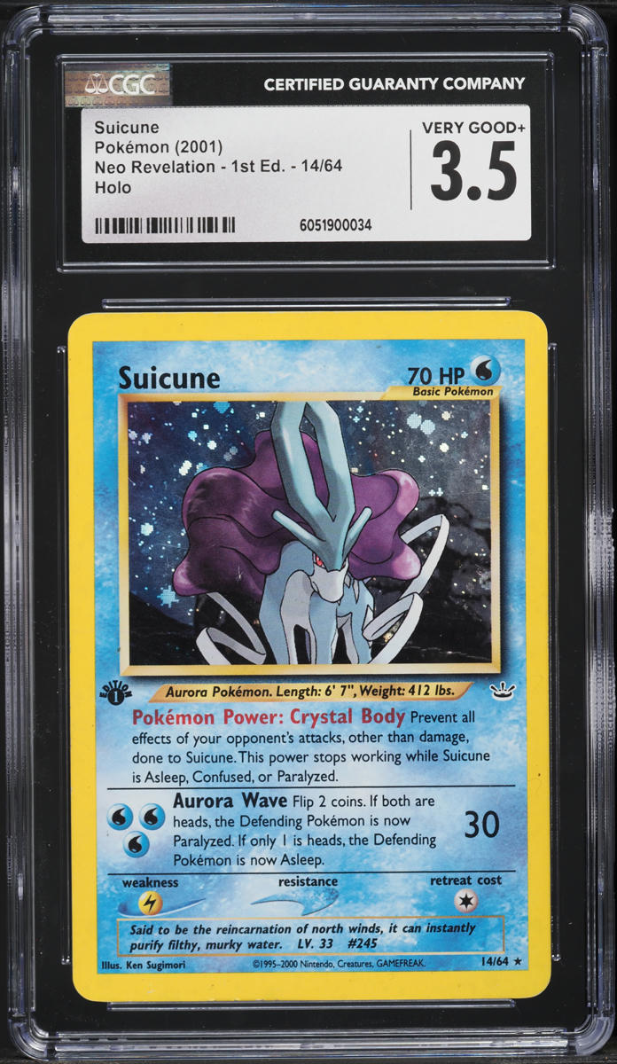 2001 Pokemon Neo Revelation 1st Edition Holo Suicune #14 CGC 3.5 VG+ on Fanatics Collect