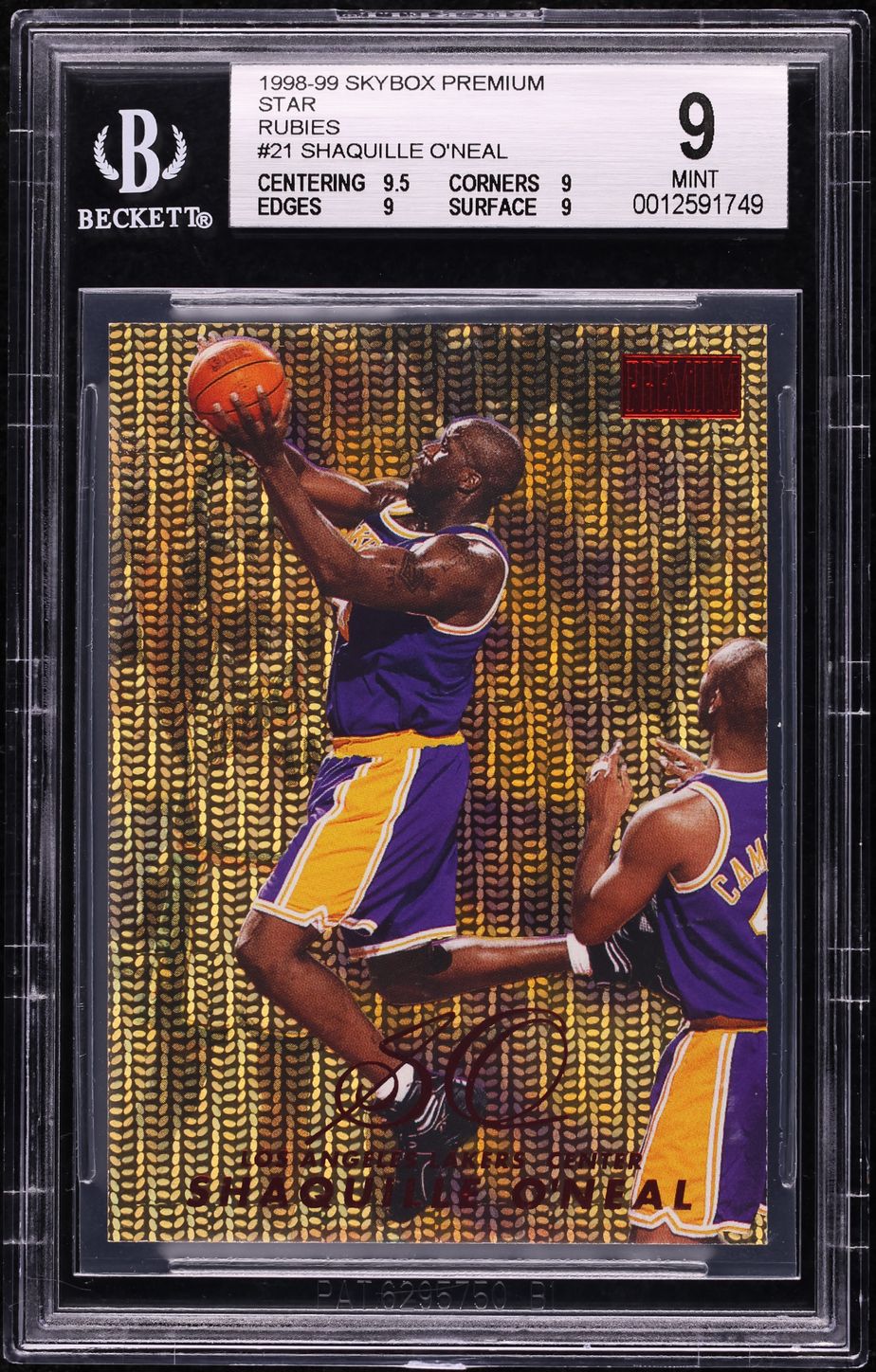 1998 Skybox Premium Star Rubies Shaquille O'Neal /50 #21 BGS 9 MINT on Fanatics Collect