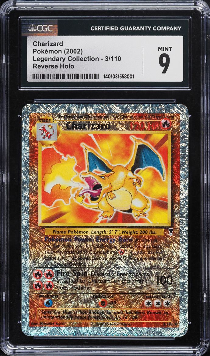 2002 Pokemon Legendary Collection Reverse Holo Charizard #3 CGC 9 MINT ...