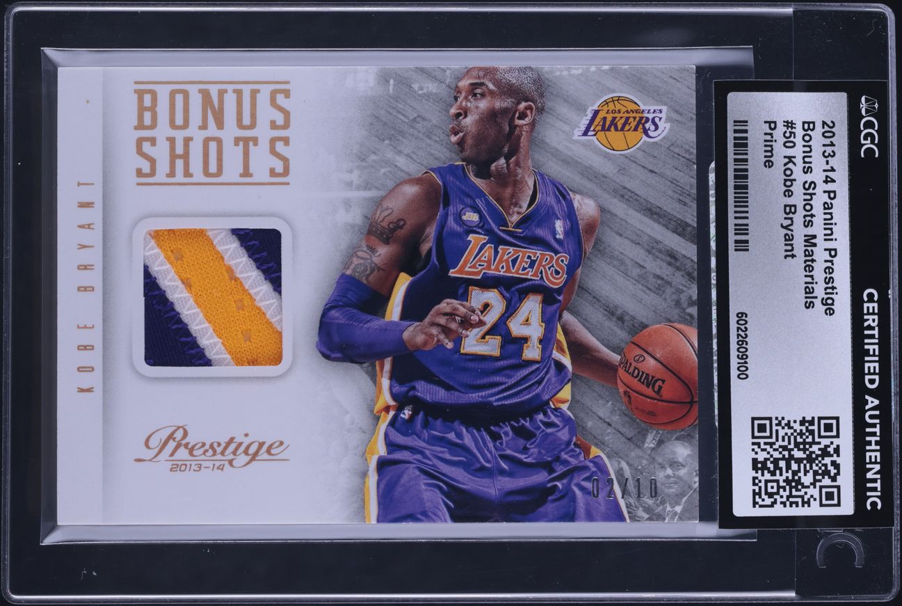 2013 Panini Prestige Bonus Shots Prime Kobe Bryant PATCH /10 #50 CGC ...