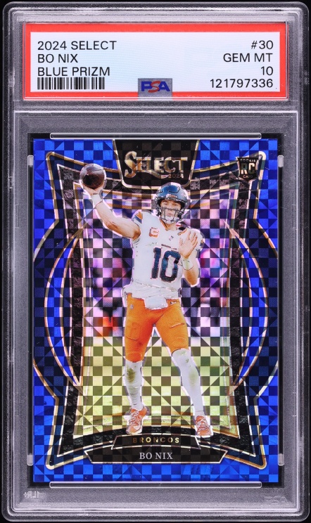 2024 Select Concourse Blue Prizm Bo Nix ROOKIE /249 #30 PSA 10 GEM MINT ...