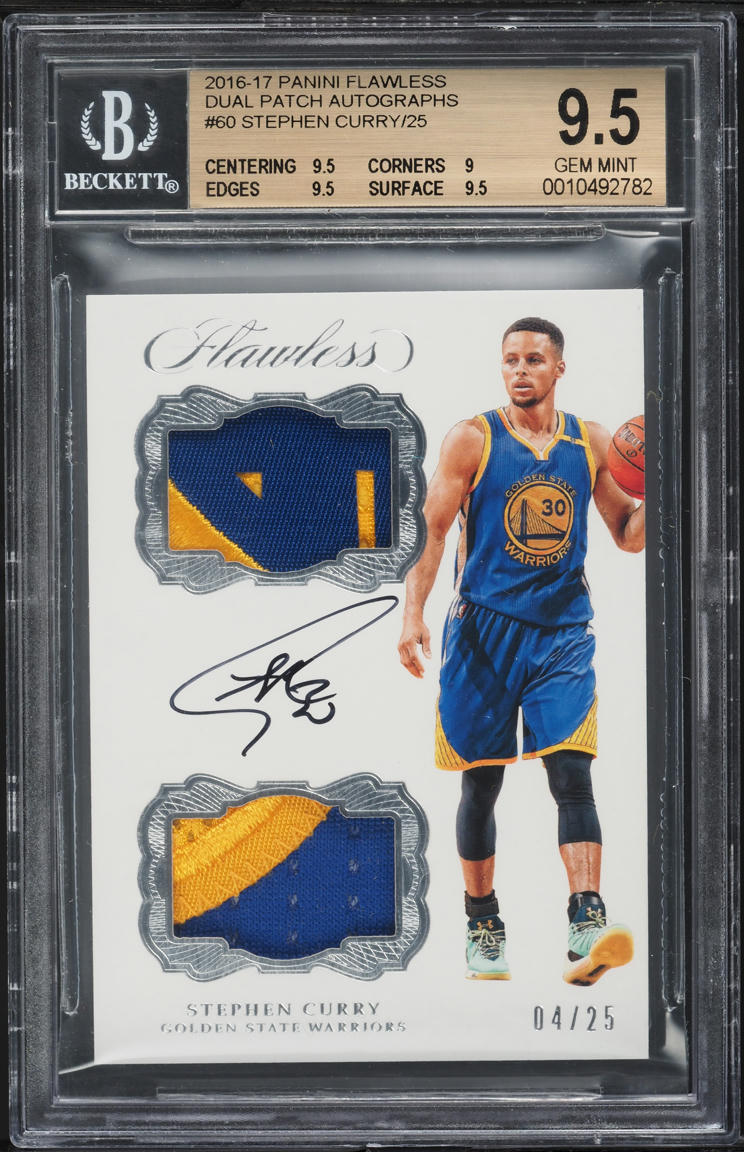 2016 Panini Flawless Dual Stephen Curry PATCH AUTO /25 #SPA-SCU BGS 9.5 ...