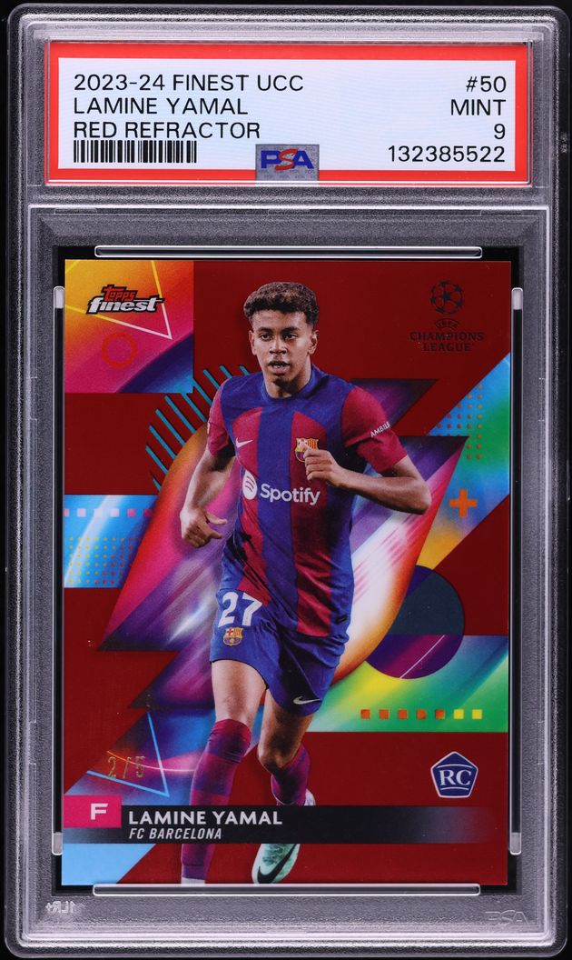 2023 Finest UEFA Club Competitions Red Refractor Lamine Yamal ROOKIE /5 ...