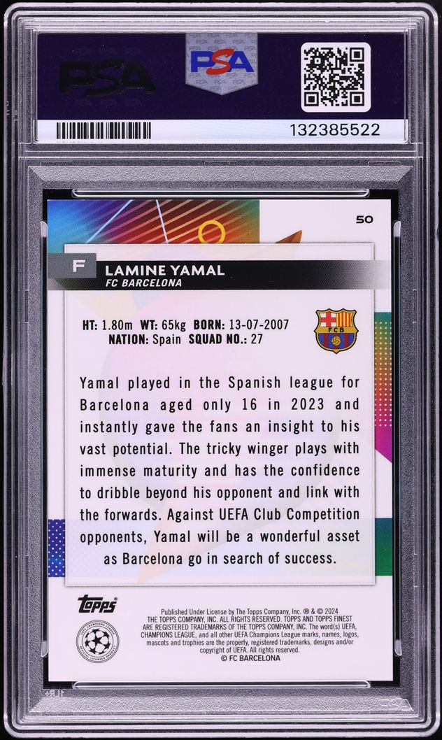 2023 Finest UEFA Club Competitions Red Refractor Lamine Yamal ROOKIE /5 ...