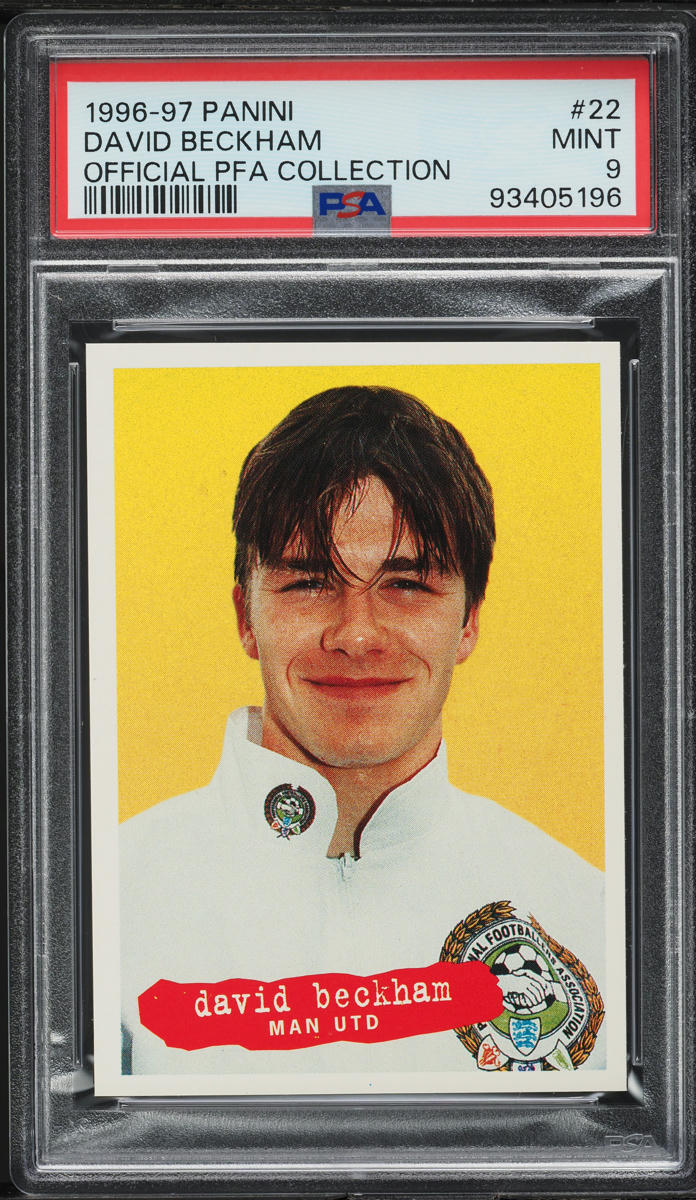 1996 Panini Official PFA Collection David Beckham ROOKIE #22 PSA 9 MINT ...