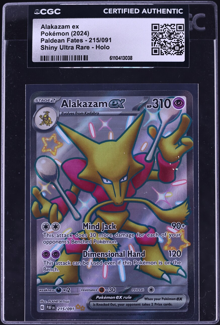 2024 Pokemon Scarlet & Violet Paldean Fates Full Art Shiny Alakazam ex ...