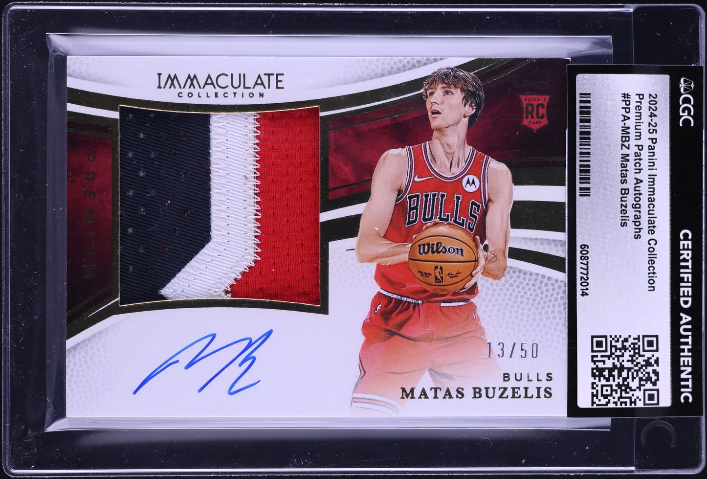2024 Immaculate Collection Premium Matas Buzelis ROOKIE PATCH AUTO /50 ...