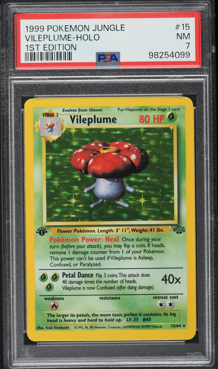 1999 Pokemon Jungle 1st Edition Holo Vileplume #15 PSA 7 NRMT on ...