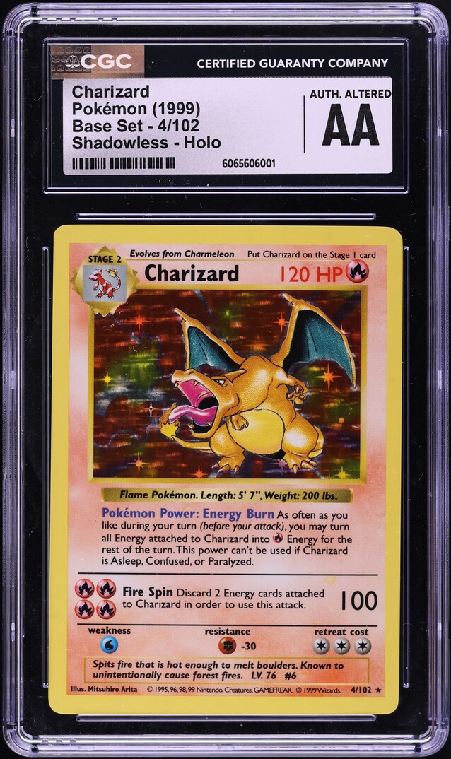 1999 Pokemon Base Set Shadowless Holo Charizard #4 CGC ALTERED AUTH on ...