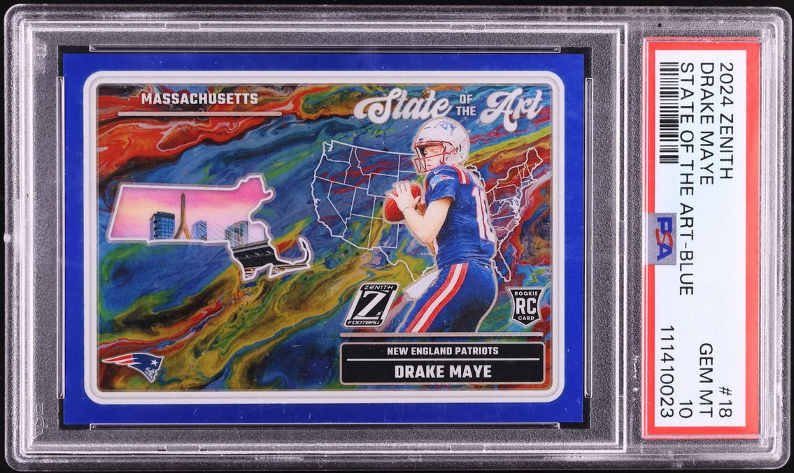 2024 Panini Zenith State Of The Art Blue Prizm Drake Maye ROOKIE /25 ...