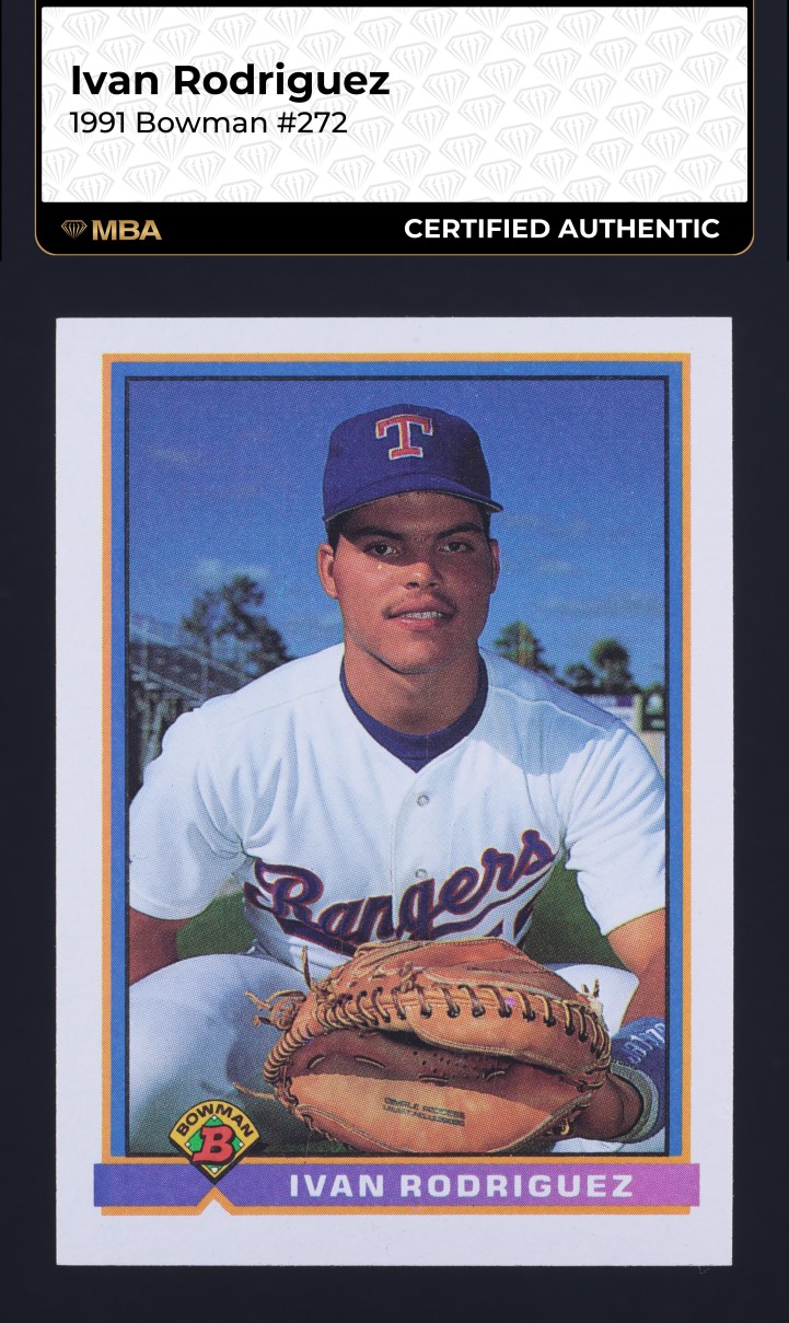1991 Bowman Ivan Rodriguez ROOKIE #272 MBA AUTH on Fanatics Collect