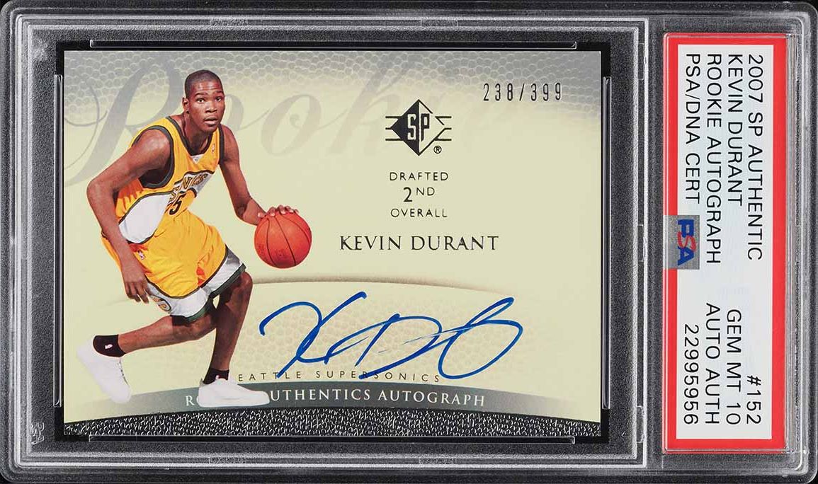 2007 SP Authentic Kevin Durant ROOKIE AUTO /399 #152 PSA 10 GEM MINT on ...