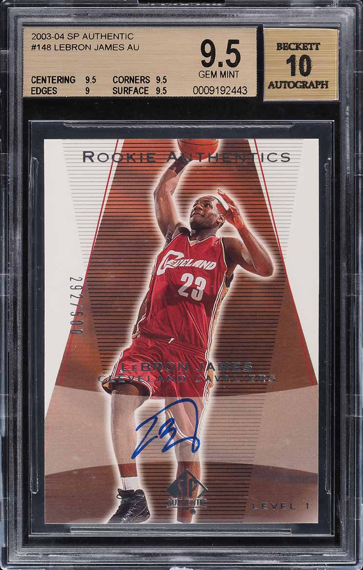 2003 SP Authentic LeBron James ROOKIE AUTO /500 #148 BGS 9.5 GEM MINT ...