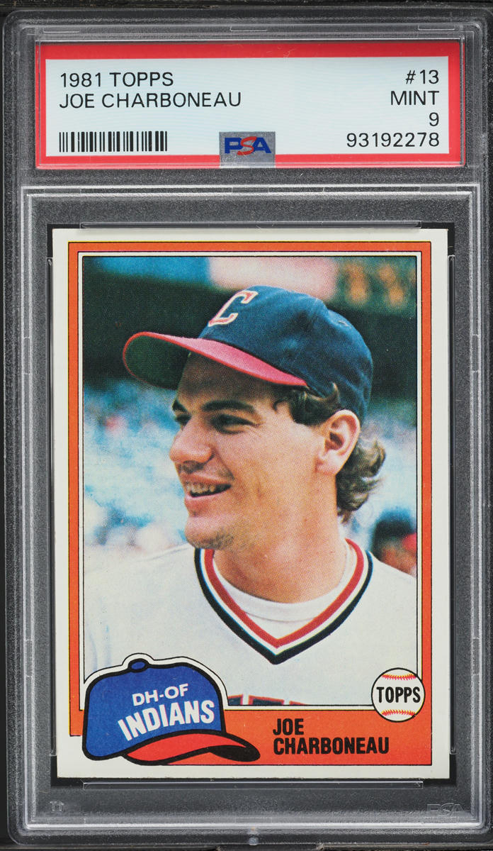 1981 Topps Joe Charboneau ROOKIE #13 PSA 9 MINT on Fanatics Collect