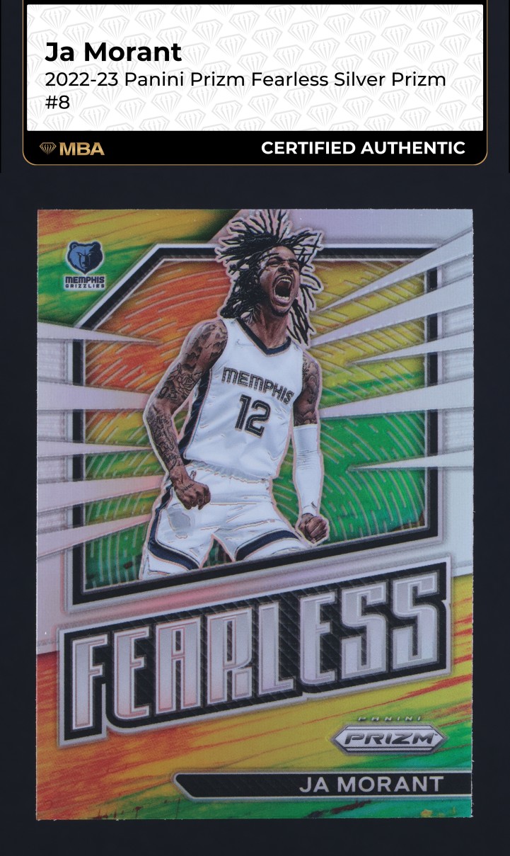 2022 Panini Prizm Fearless Silver Ja Morant #8 MBA AUTH on Fanatics Collect