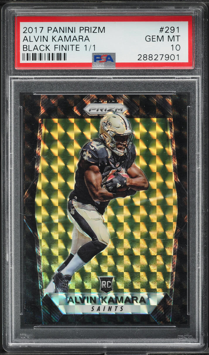 2017 Panini Prizm Black Finite Alvin Kamara ROOKIE 1/1 #291 PSA 10 GEM ...