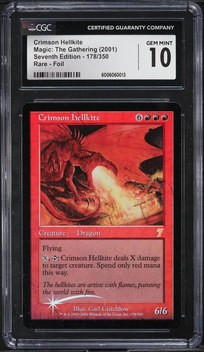 2001 Magic The Gathering MTG Seventh Edition Foil Crimson Hellkite #178 ...