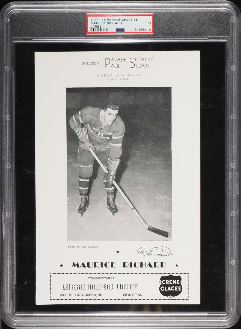1943 Parade Sportive Hockey Maurice 'Rocket' Richard ROOKIE, LARGE PSA ...