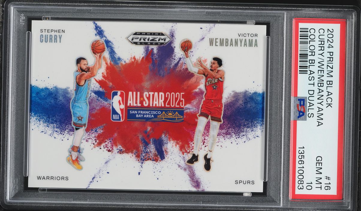 2024 Panini Prizm Black Color Blast Duals Curry Wembanyama #16 PSA 10 ...