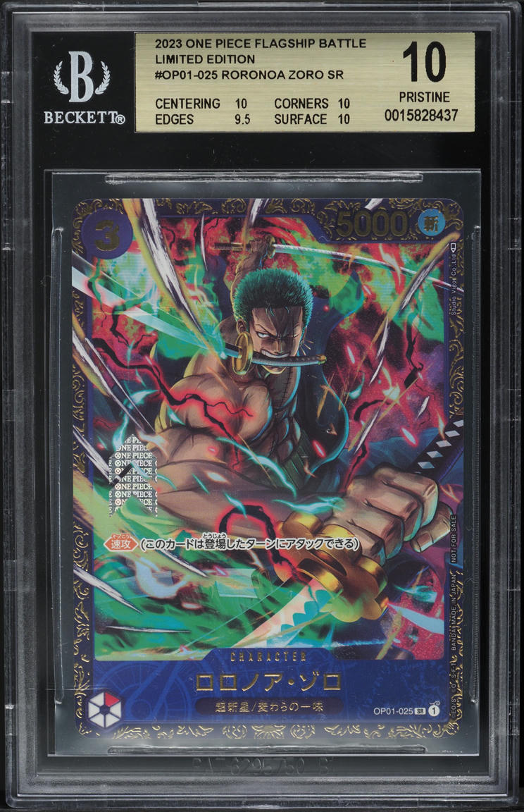 2023 One Piece Flagship Battle Limited Edition Roronoa Zoro #OP01-025 BGS 10 on Fanatics Collect