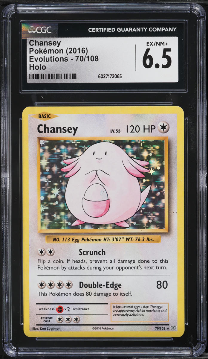 2016 Pokemon XY Evolutions Holo Chansey #70 CGC 6.5 EXMT+ on Fanatics ...