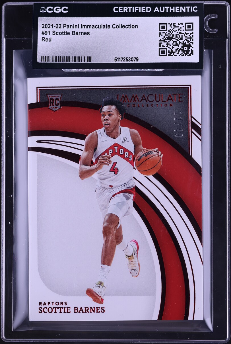 2021 Immaculate Collection Red Scottie Barnes ROOKIE /49 #91 CGC AUTH ...