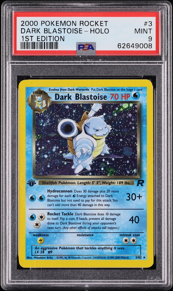 2000 Pokemon Team Rocket 1st Edition Holo Dark Blastoise #3 PSA 9 MINT ...