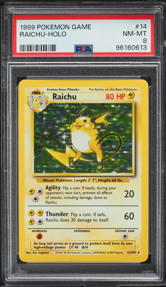 1999 Pokemon Base Set Holo Raichu #14 PSA 8 NM-MT on Fanatics Collect