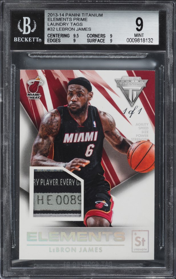 2013 Panini Titanium Elements Prime Laundry Tags LeBron James PATCH 1/1 ...