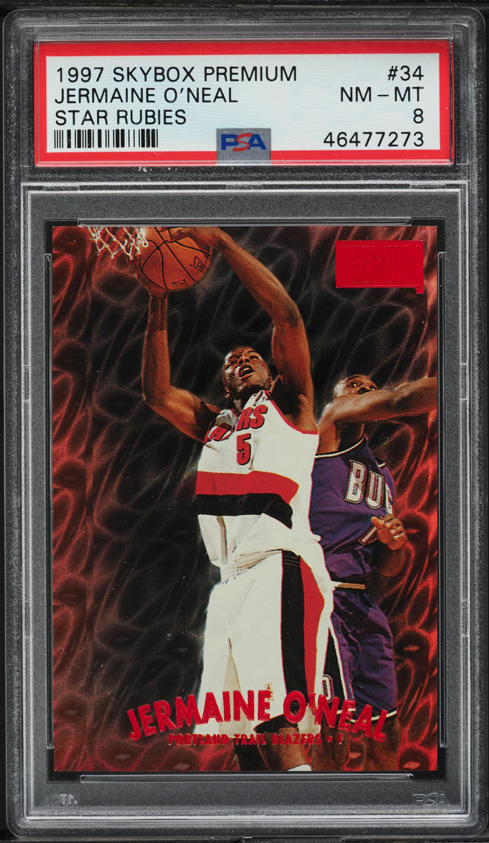 1997 Skybox Premium Star Rubies Jermaine O'Neal /50 #34 PSA 8 NM-MT on ...