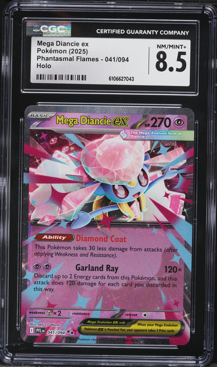 2025 Pokemon Mega Phantasmal Flames Holo Mega Diancie ex #41 CGC 8.5 NM ...