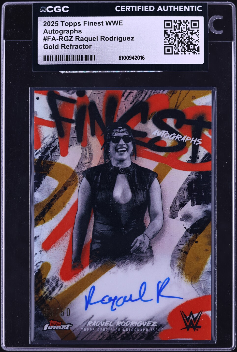 2025 Finest WWE Gold Refractor Raquel Rodriguez AUTO /50 #FA-RGZ CGC ...
