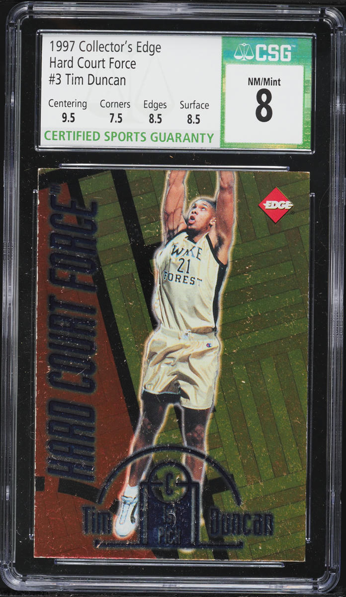 1997 Collector's Edge Hard Court Force Tim Duncan ROOKIE #3 CSG 8 NM-MT ...