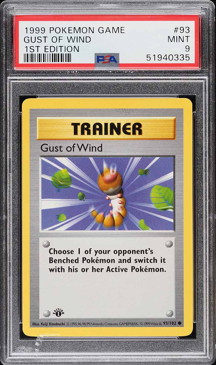 1999 Pokemon Base Set Shadowless 1st Edition Gust Of Wind #93 PSA 9 ...