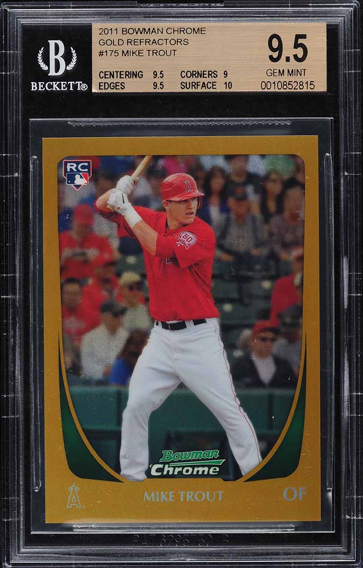 2011 Bowman Chrome Gold Refractor Mike Trout ROOKIE /50 #175 BGS 9.5 ...