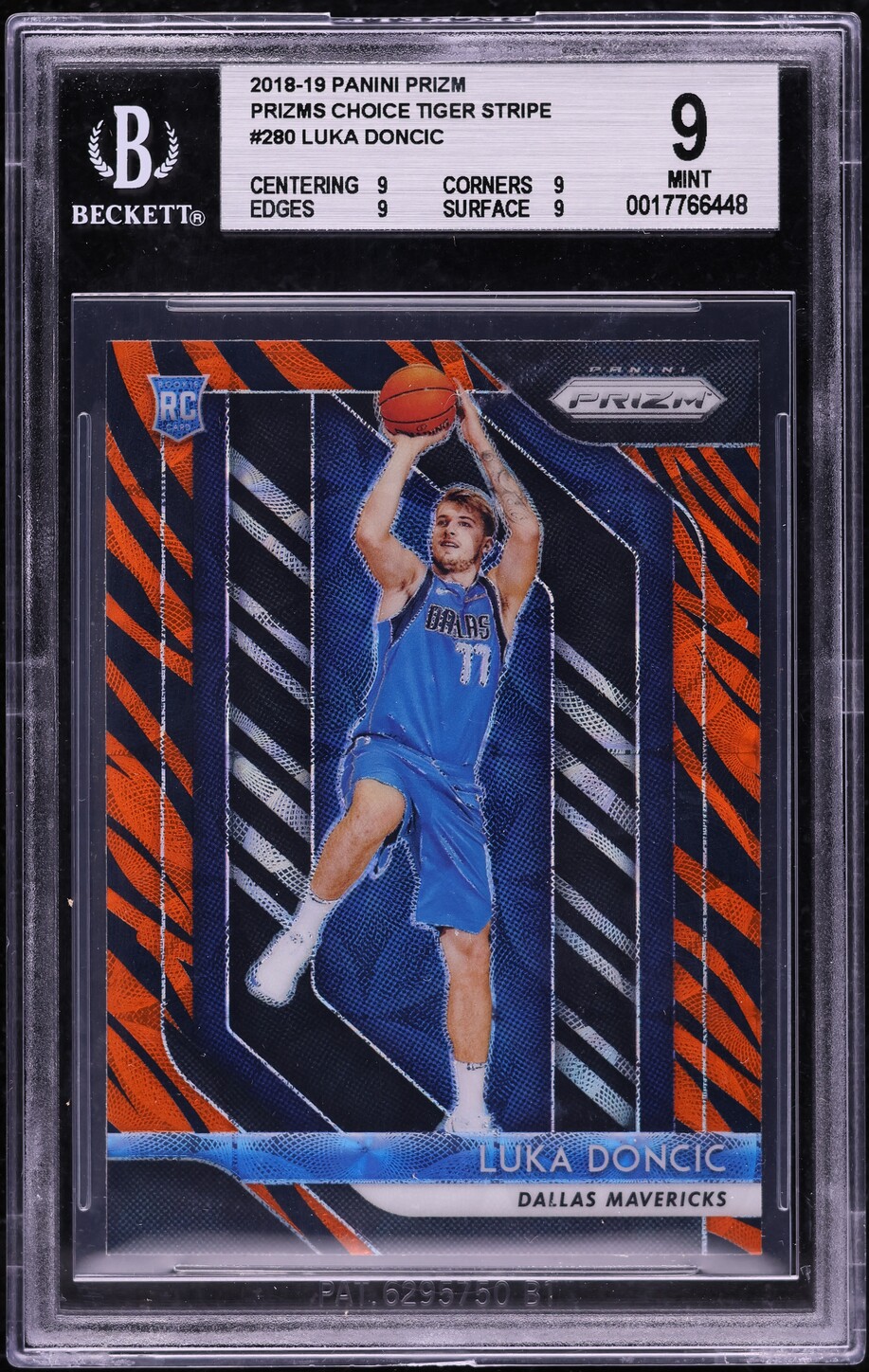 2018 Panini Prizm Choice Tiger Stripe Luka Doncic ROOKIE #280 BGS 9 ...