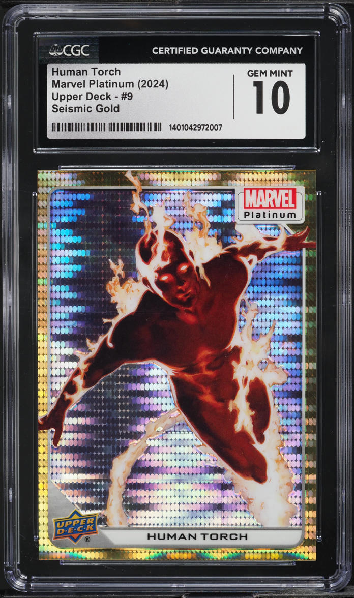 2024 Upper Deck Marvel Platinum Seismic Gold Human Torch /10 #9 CGC 10 ...
