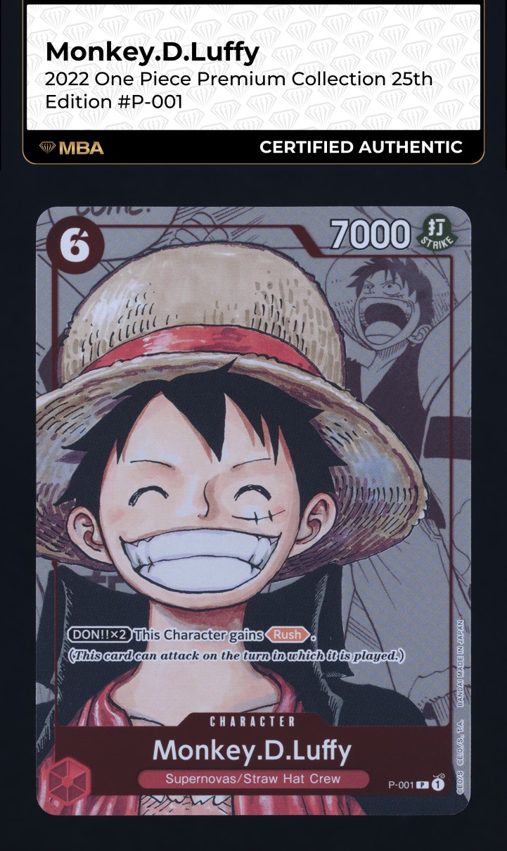 2022 One Piece Premium 25th Anniversary Monkey D. Luffy #P-001 MBA AUTH on Fanatics Collect