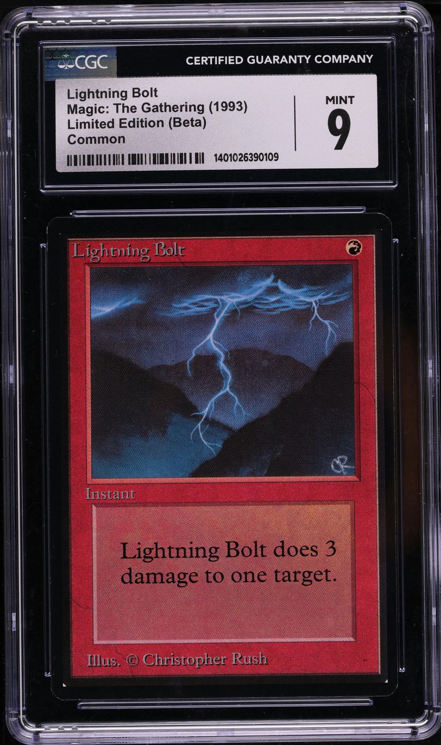 1993 Magic The Gathering MTG Beta Lightning Bolt CGC 9 MINT on Fanatics ...