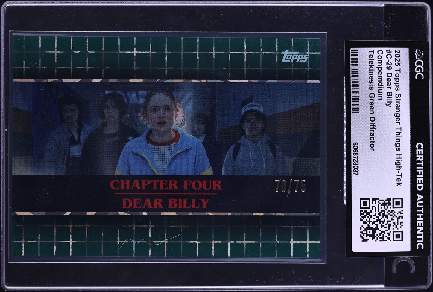 2025 Topps Stranger Things Telekinesis Green Diffractor Dear Billy /75 ...