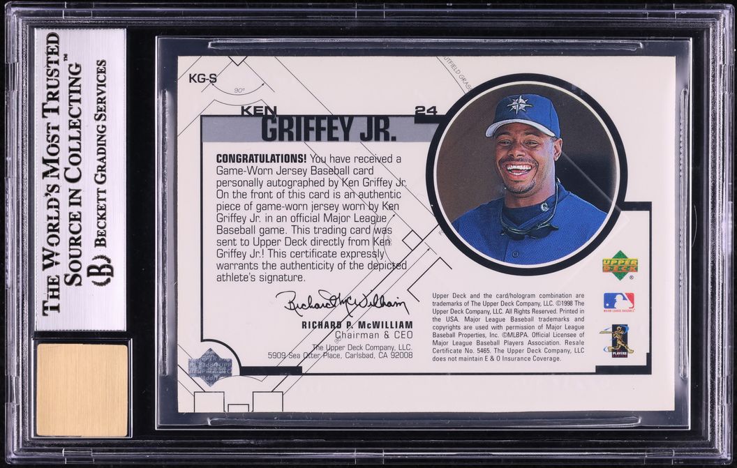1999 Upper Deck Game Jersey Ken Griffey Jr. PATCH AUTO /24 #KG-S BGS 9 ...