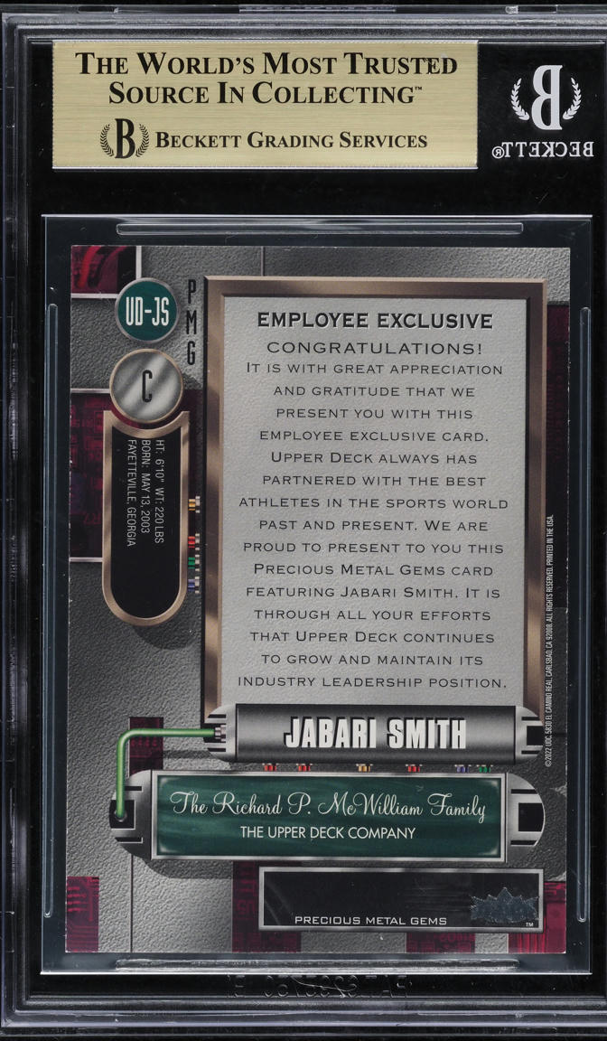 2022 UD Employee Exclusive Precious Metal Gems PMG Purple Jabari Smith ...