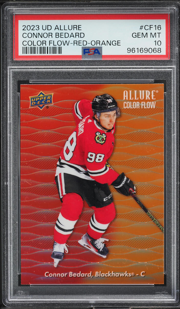 2023 Upper Deck Allure Color Flow Red Orange Connor Bedard #CF16 PSA 10 ...