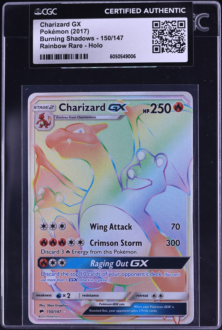 2017 Pokemon SM Burning Shadows Hyper Rare Charizard GX #150 CGC AUTH ...
