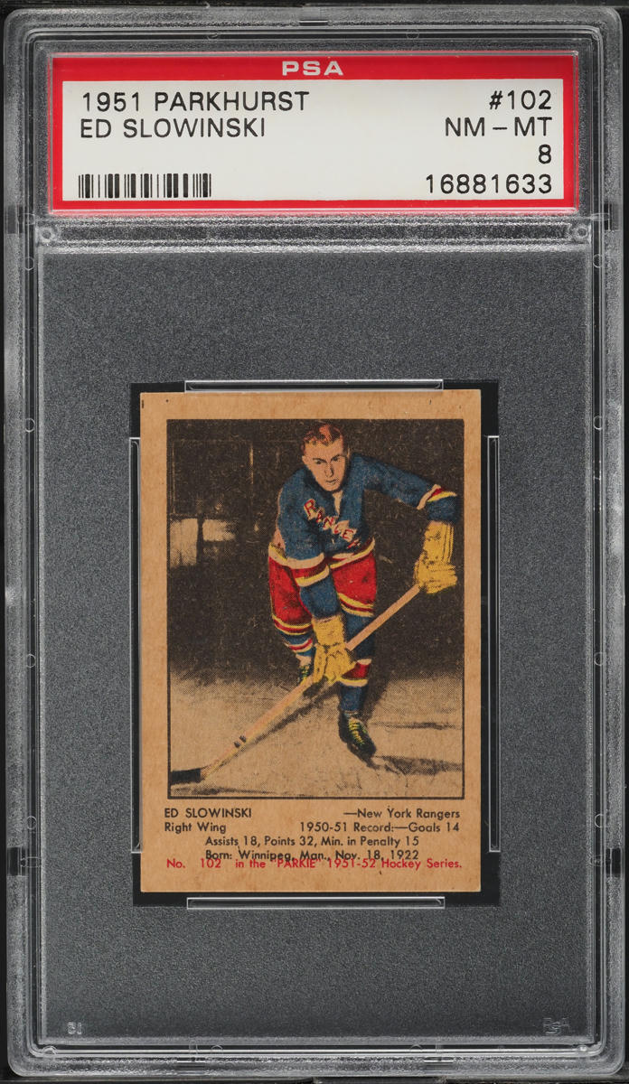 1951 Parkhurst Ed Slowinski #102 PSA 8 NM-MT on Fanatics Collect